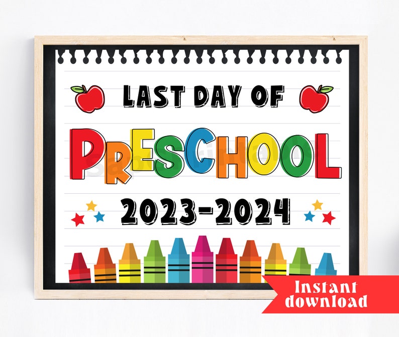 Last Day of Preschool Year White Line Paper, Last Day of Preschool ...