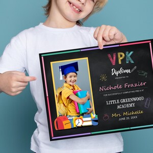 Editable VPK Diploma Chalkboard With Photo, Vpk Certificate, VPK ...