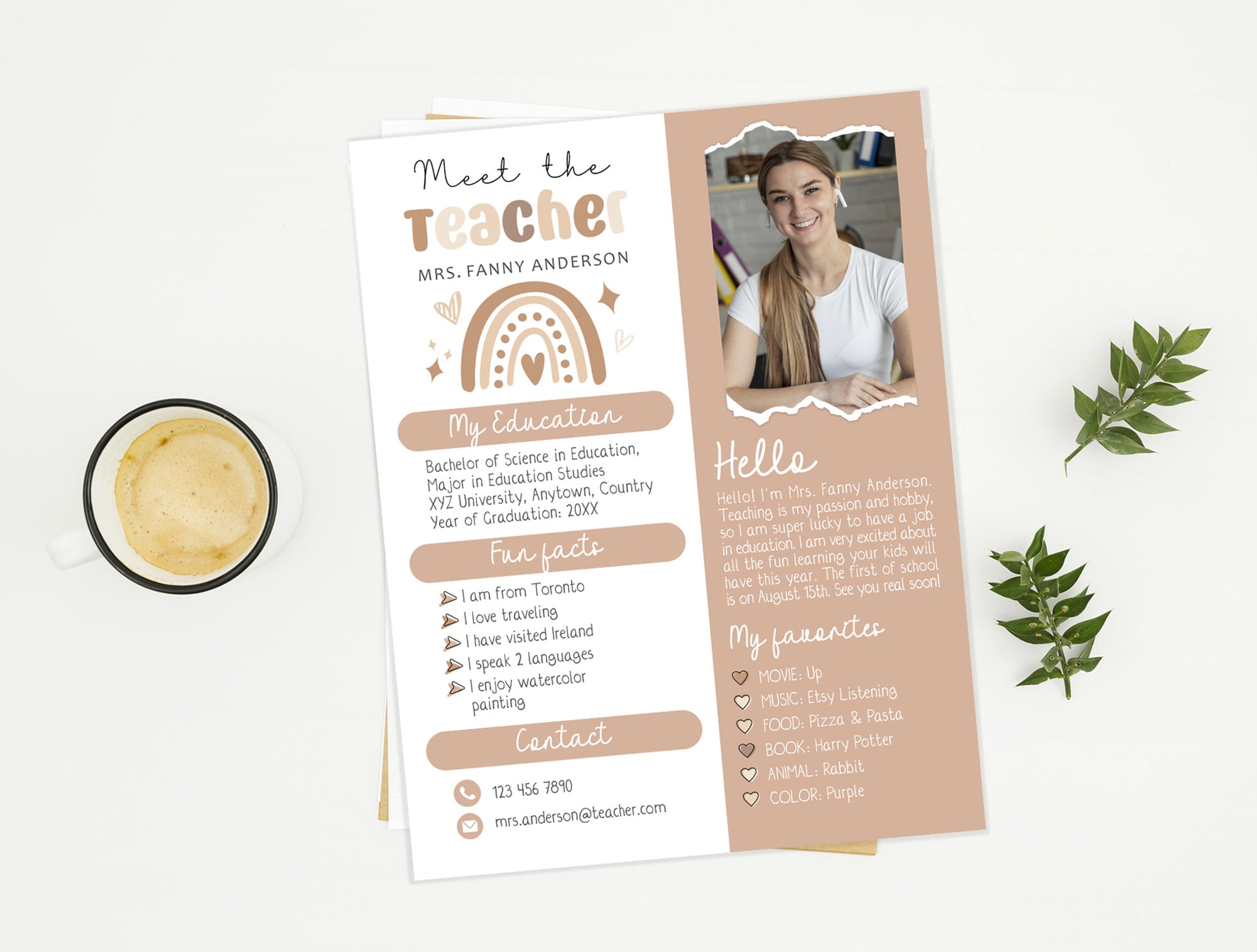 Rose Gold Classic Meet the Teacher Editable Template Editable Teacher ...
