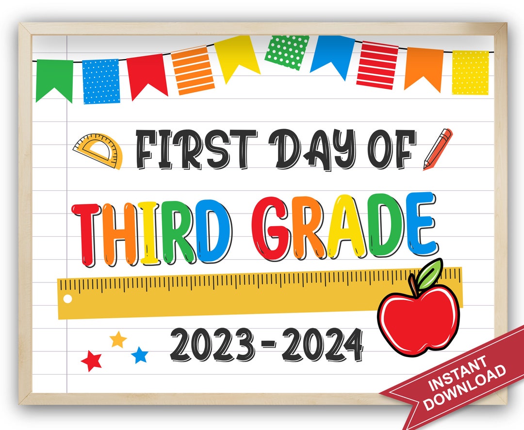 First Day of 3rd Grade White Line Paper First Day of Third - Etsy