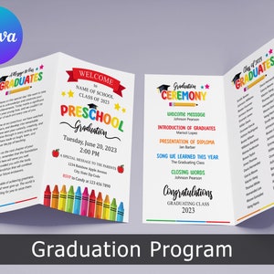 Preschool Graduation Bundle, Graduation Invitation, Graduation Program ...