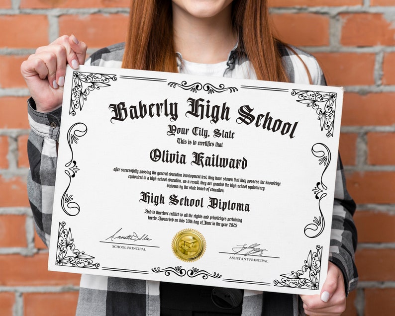 College Diploma Fake GED Diploma Editable High School Diploma Printable ...
