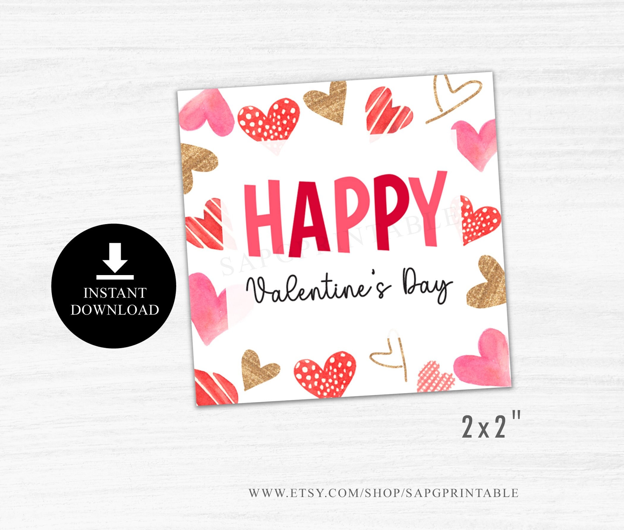 Happy Valentine's Day Tags, Printable Valentine's Day Cookie TAGS ...