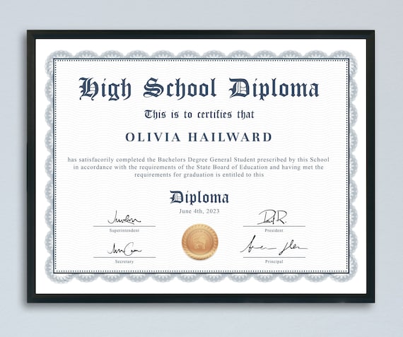Fake High School Diploma Template