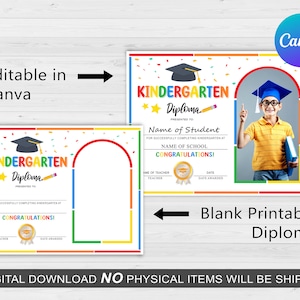 Editable Kindergarten Diploma With Photo Kindergarten Diploma ...