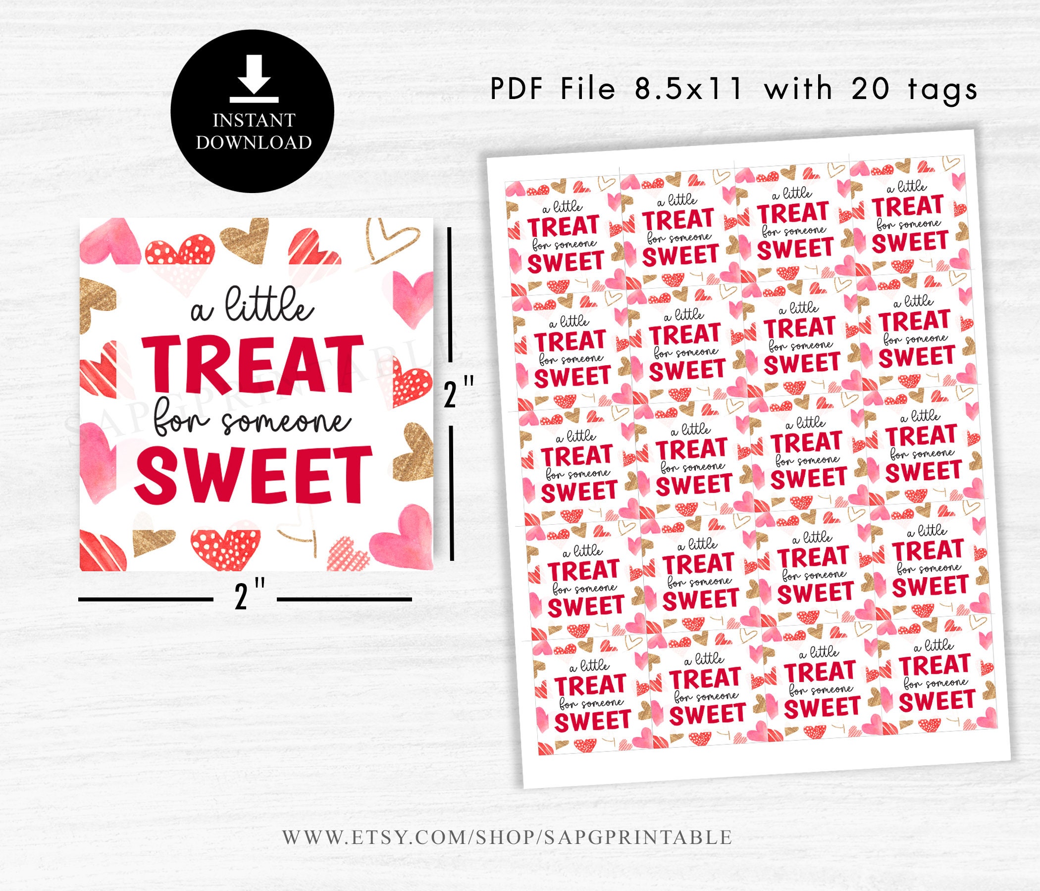Printable Valentine Treat Tag, A Valentine SWEET Treat Tag, Printable ...