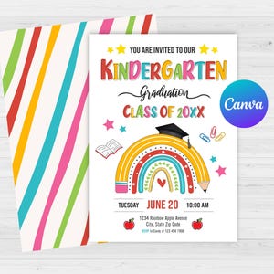 Editable Kindergarten Graduation Invitation, Kindergarten Announcement ...