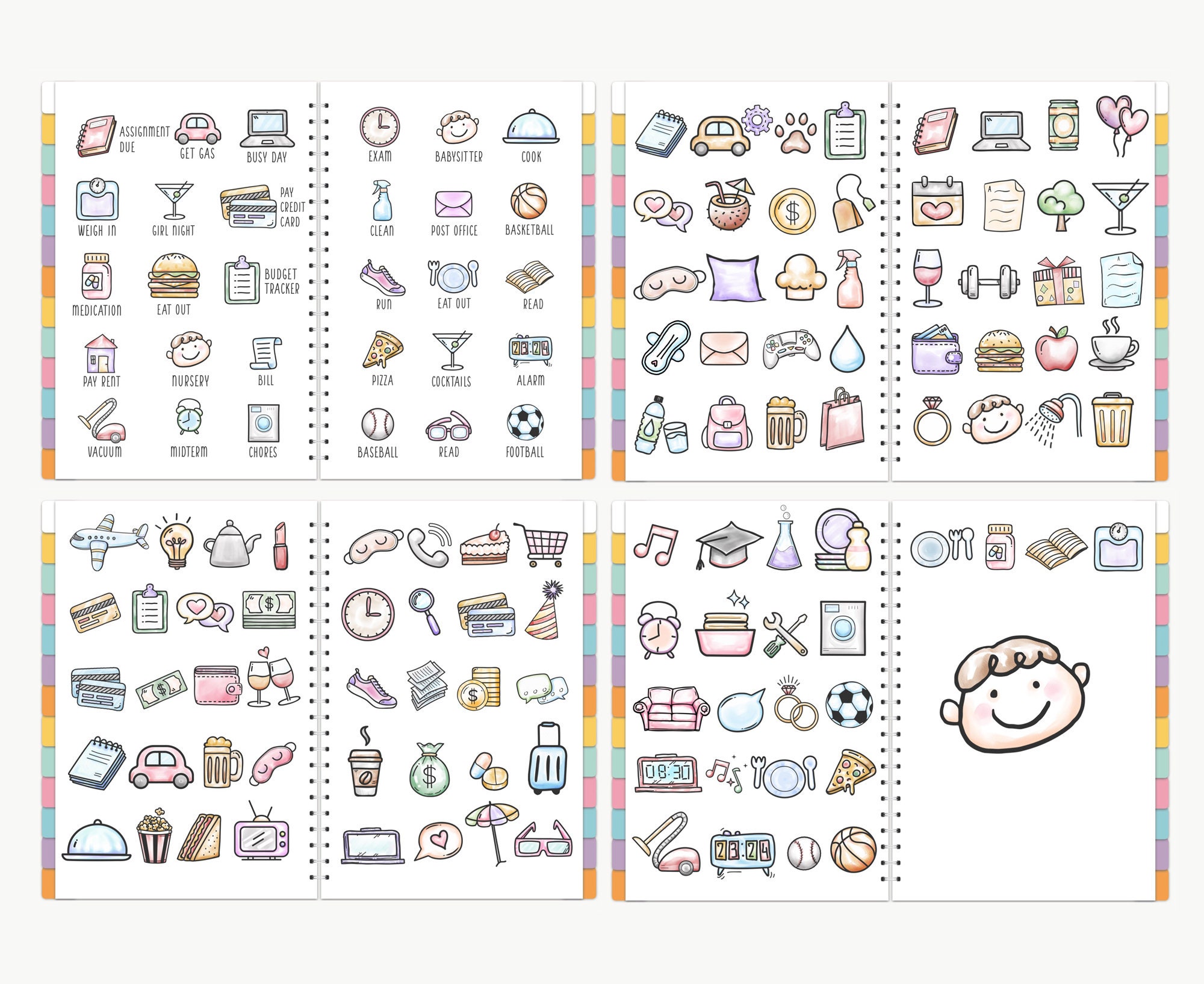 Everyday Life Digital Stickers Cute Icons Digital Stickers - Etsy