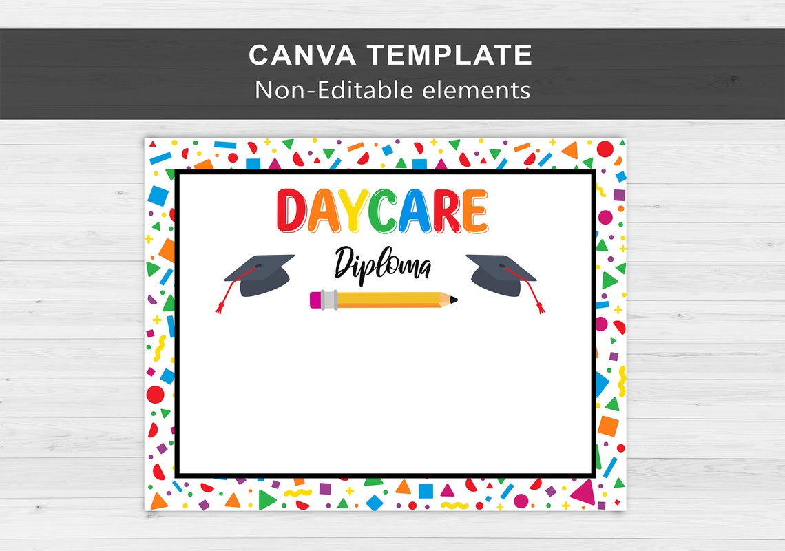 Daycare Graduation Certificate, Daycare Diploma, Daycare Certificate ...