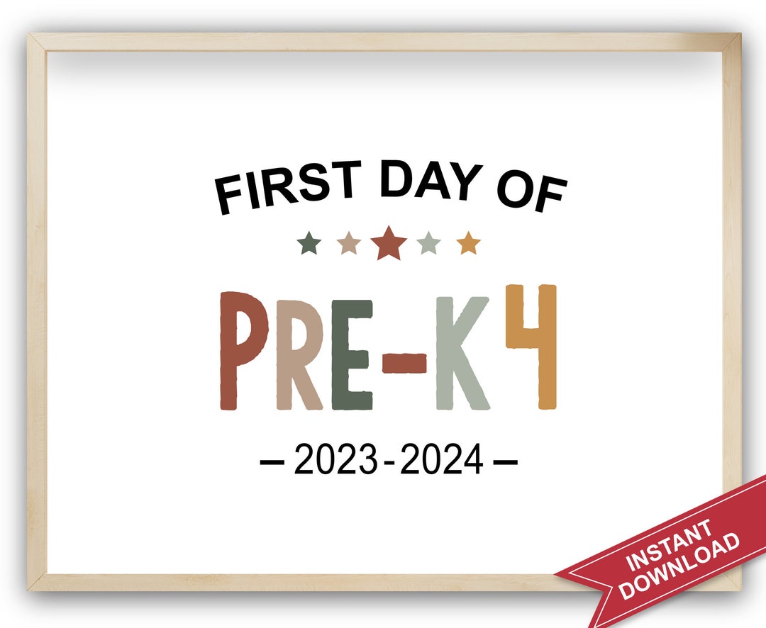 First Day of Pre-k4 Sign Printable Prek4 Grade Sign Back to - Etsy
