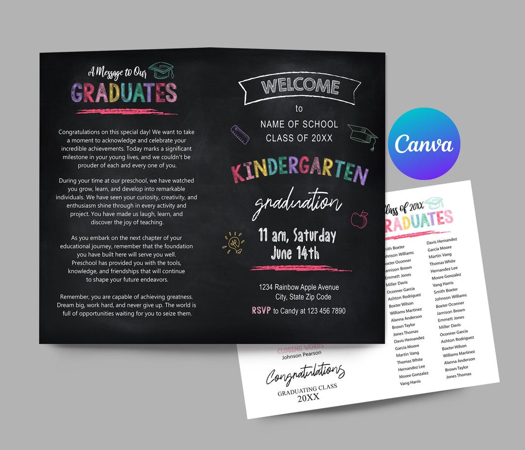 Kindergarten Graduation, Editable Kindergarten Graduation Program ...