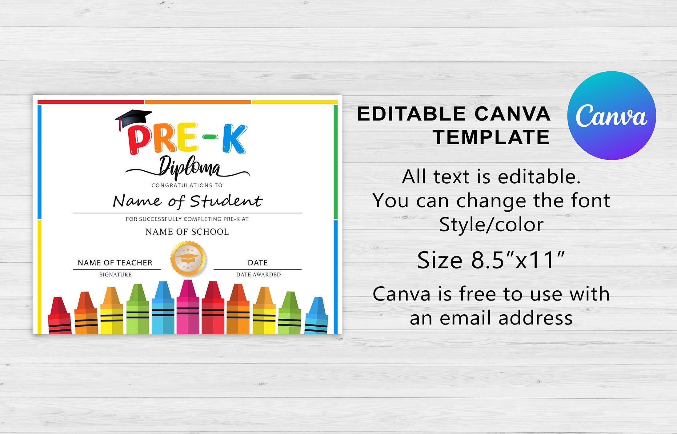 Pre-k Graduation Certificate, Prek Diploma, Pre-k Certificate, Teacher ...