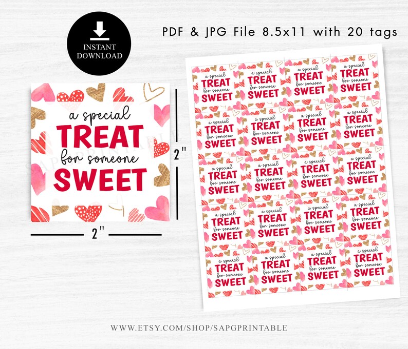 A Special Treat for Someone Sweet Tag, Valentine's Day Printable Tag ...