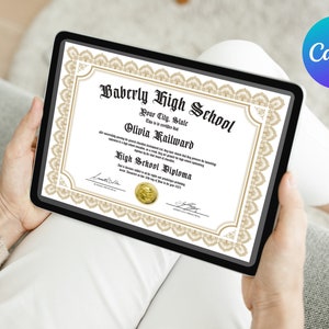 Homeschool Diploma With Gold Seal Template in Canva, College Diploma ...