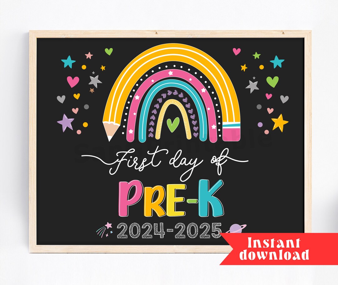 First Day of Prek Rainbow Sign, Rainbow First Day of Prek Sign ...