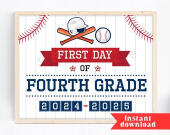 First Day of School Sign Printable First Day of 4th Grade Printable ...