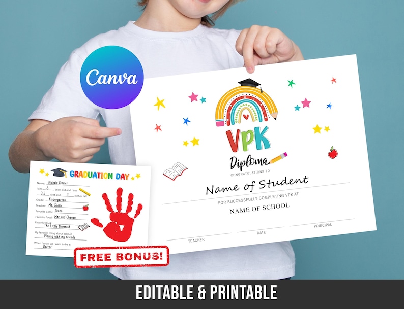 Editable Vpk Diploma With Photo, VPK Certificate, VPK Diploma, VPK ...