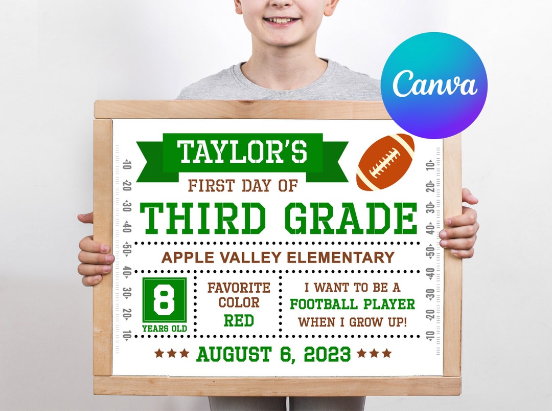 Editable Last Day of School Sign, Any Grade American Football Sign ...
