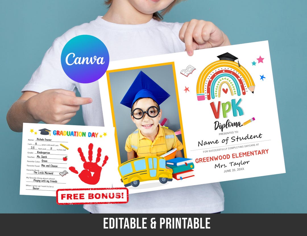 Editable VPK Diploma With Photo, Vpk Certificate, VPK Diploma, VPK ...