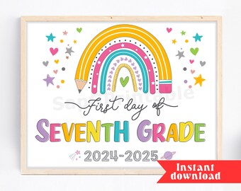 First Day of Fourth Grade Rainbow Sign, Rainbow First Day of Grade 4 ...