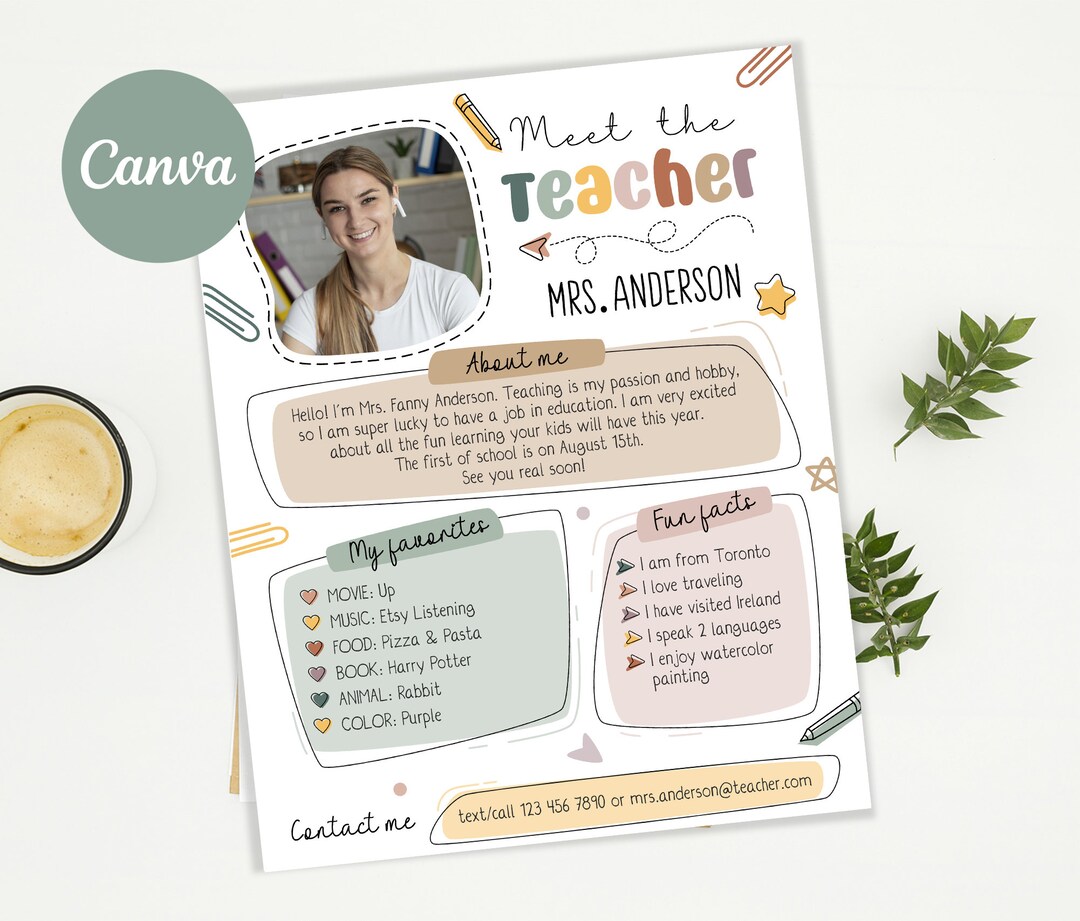 Editable Meet the Teacher Editable Boho Template Teacher Canva Template ...