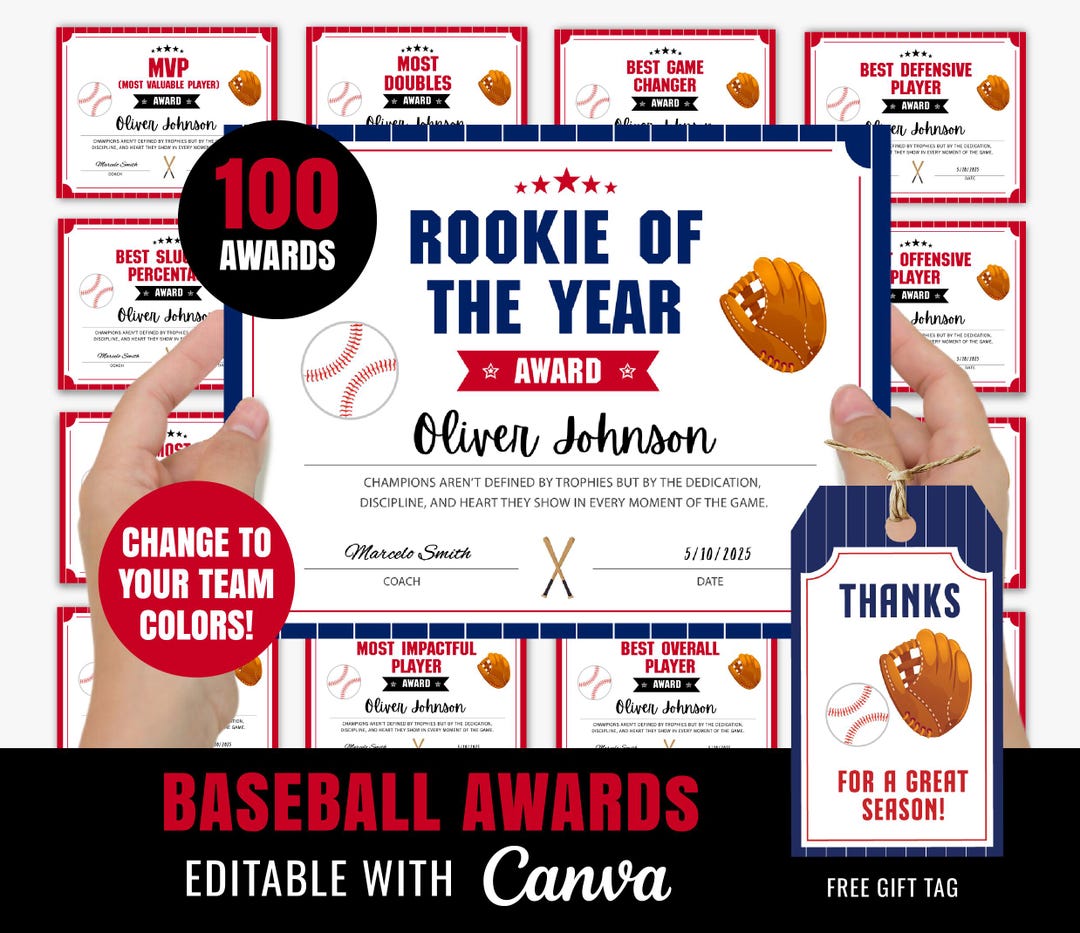Editable Baseball Award Certificates, Baseball Team Awards, End of ...