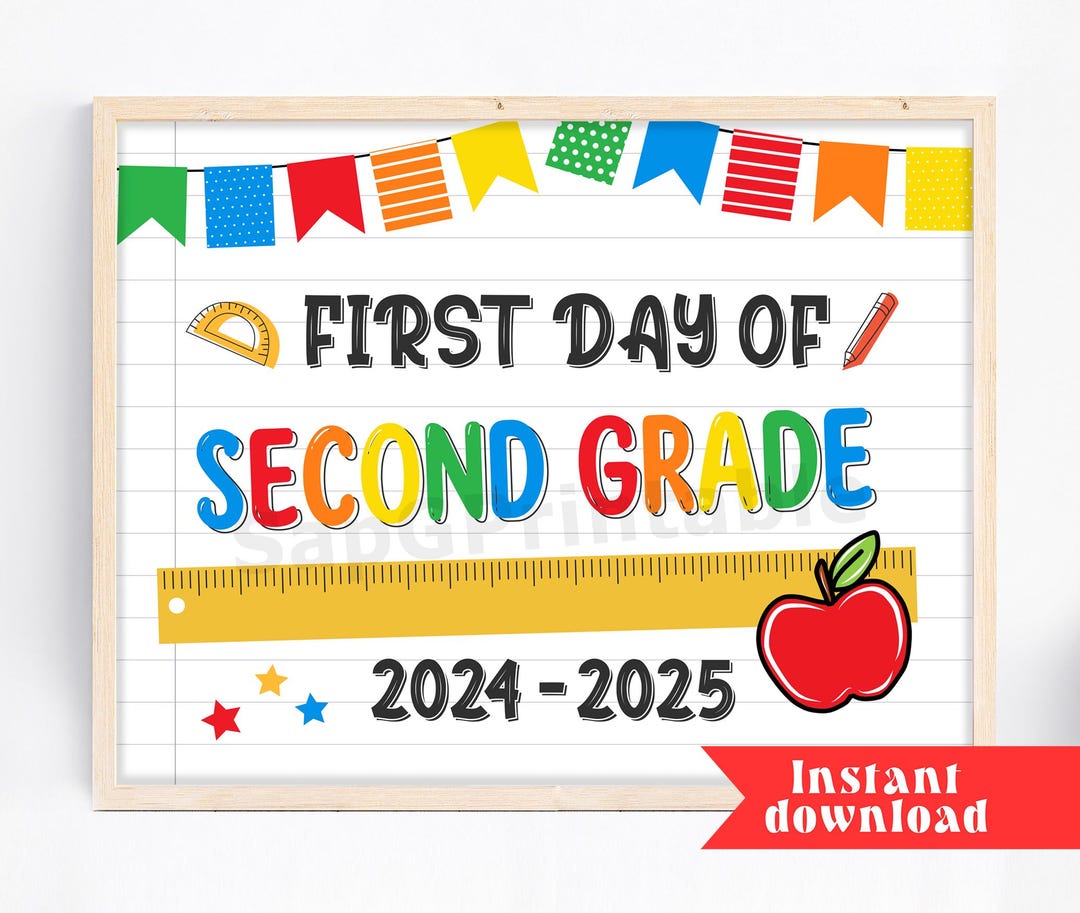 First Day of 2nd Grade White Line Paper, First Day of Second Grade ...