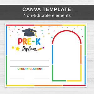 Editable Pre-k Diploma With Photo, Pre-k Certificate, Prek Diploma, Pre ...