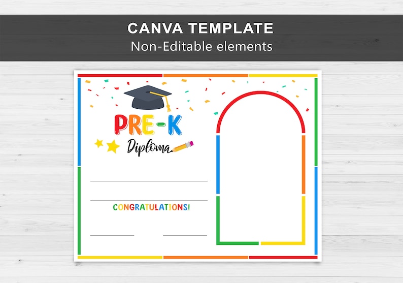 Editable Pre-k Diploma With Photo, Pre-k Certificate, Prek Diploma, Pre ...