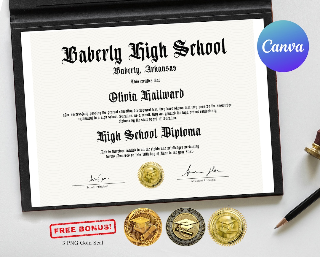Homeschool Diploma With Gold Seal Template in Canva, College Diploma ...