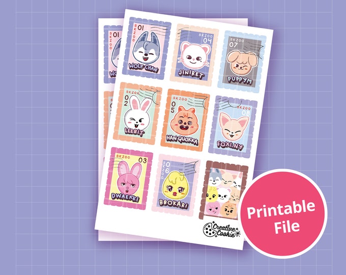 Digital/printable Stray Kids Skzoo Sticker Sheet K-pop Planner Journal ...