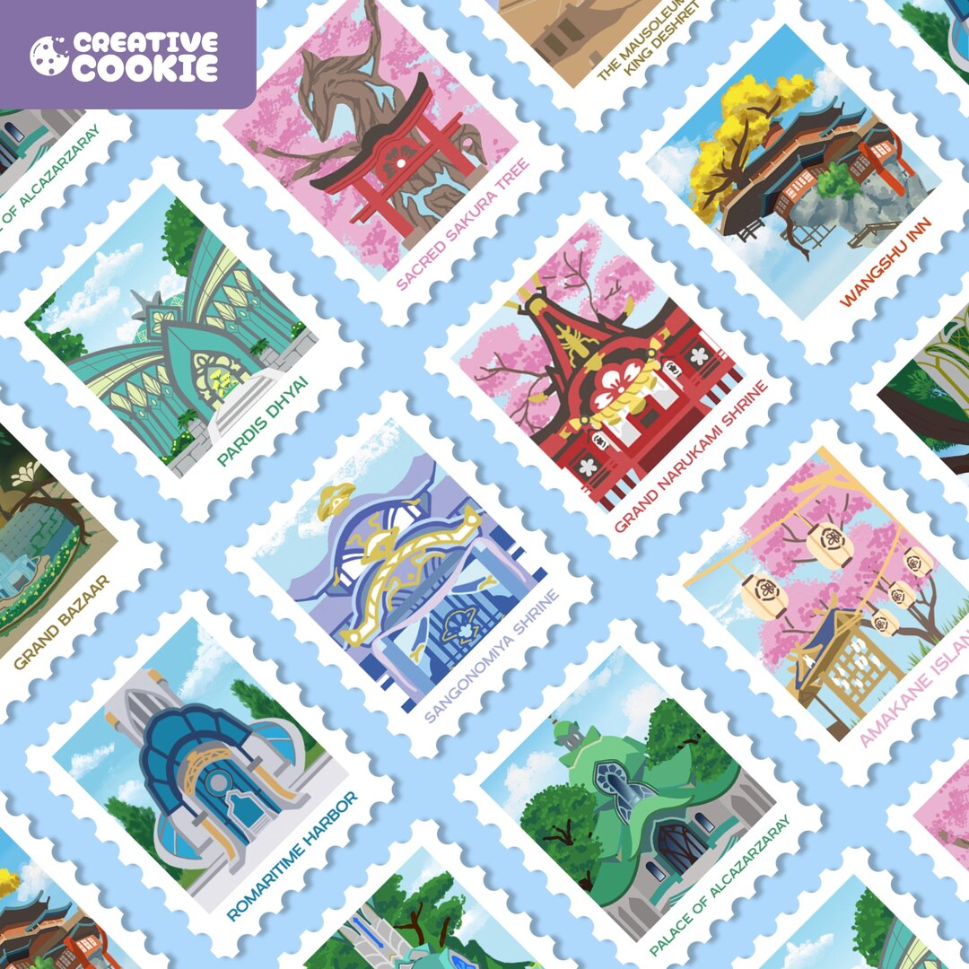 Genshin Impact Stamp Vinyl Sticker Pack, Planner Journal Bujo Deco - Etsy