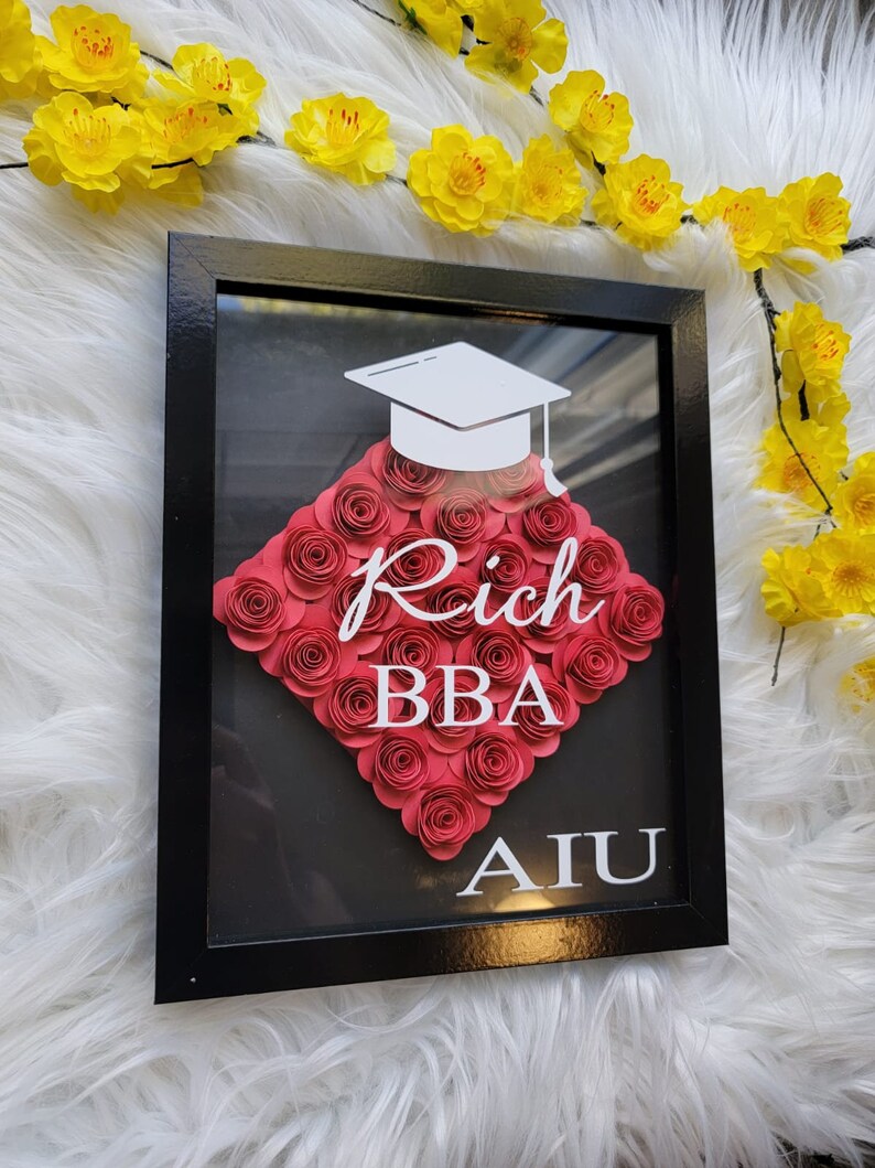 Solid Flower Shadow Box/ Student Gift Handmade Gift Graduation Flower ...