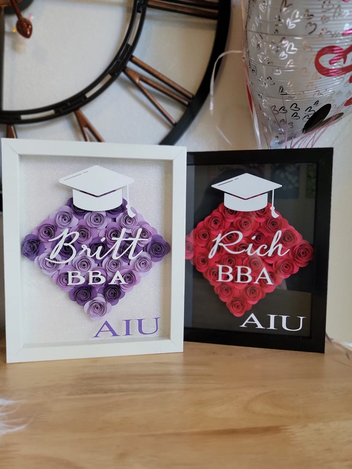 Solid Flower Shadow Box/ Student Gift Handmade Gift Graduation Flower ...