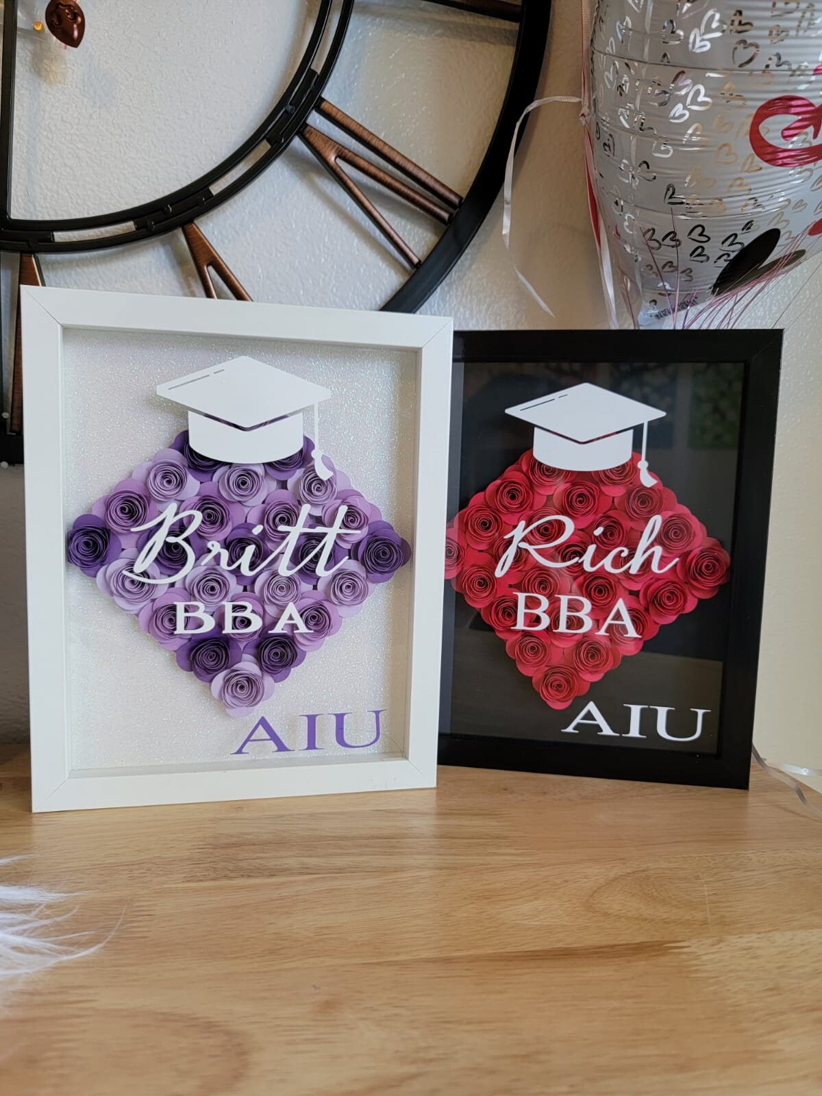 Solid Flower Shadow Box/ Student Gift Handmade Gift Graduation Flower ...