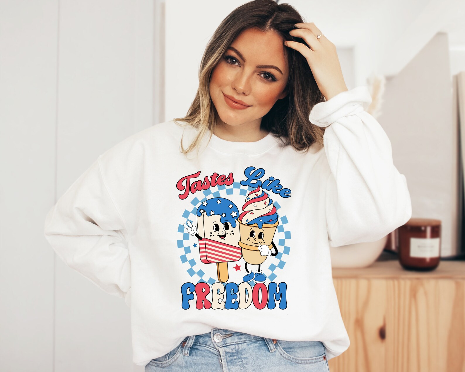 Tastes Like Freedom Svg, Funny 4th of July Svg, Ice Cream Retro ...