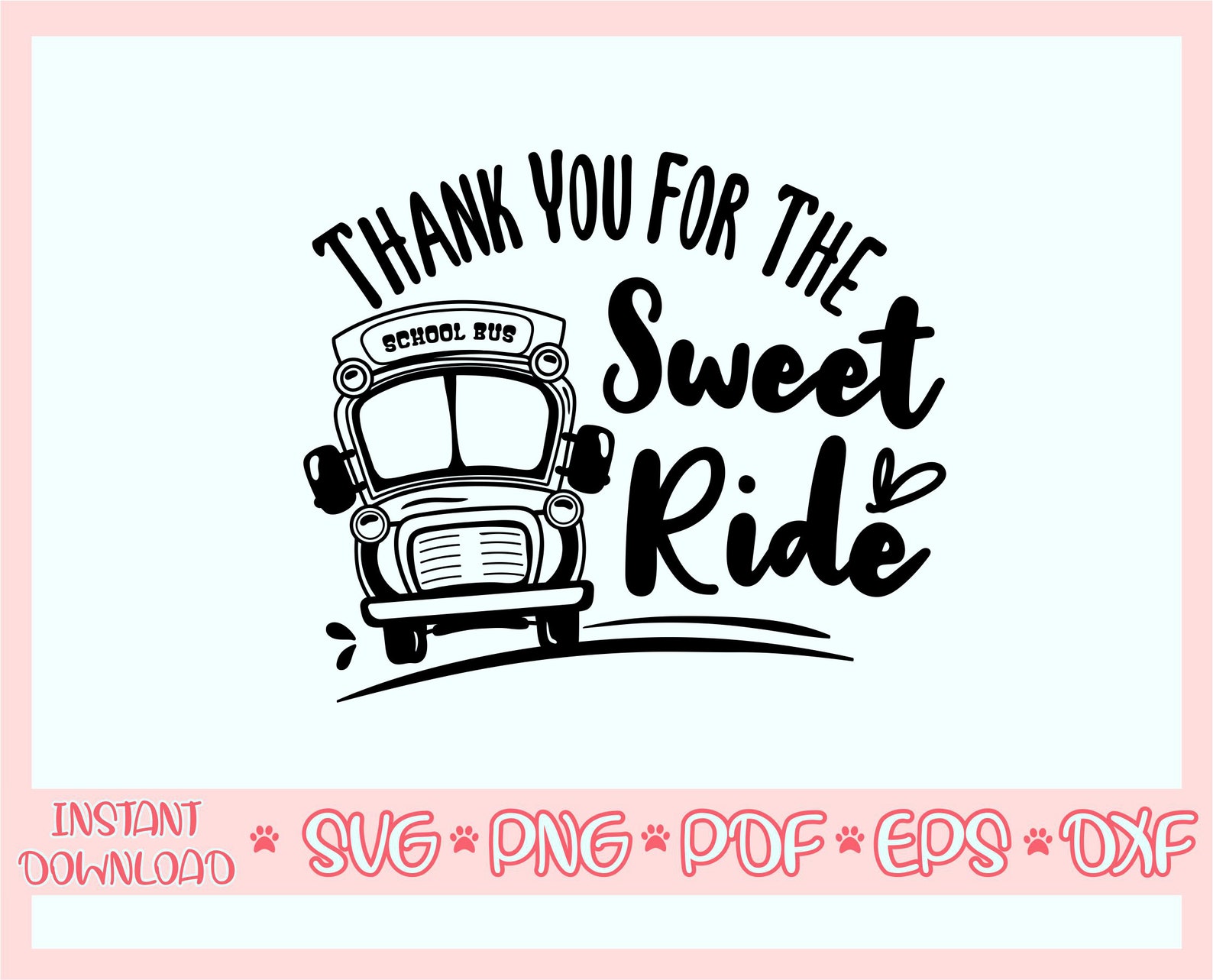 Thank You for the Sweet Ride Svg School Bus Driver Svg Back - Etsy