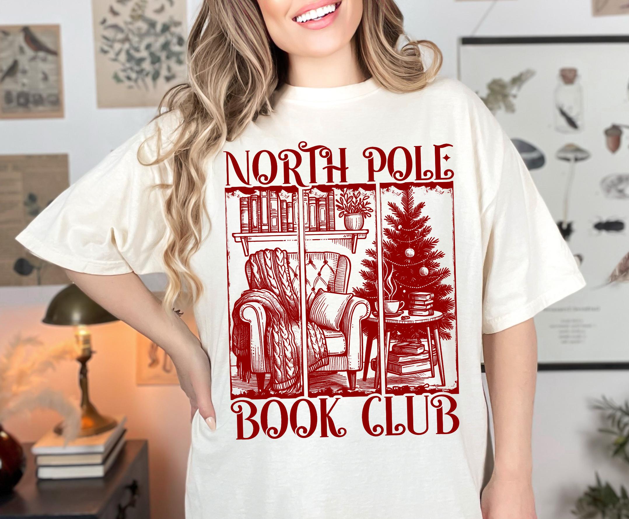 North Pole Book Club PNG, Christmas Book Lover Png, Trendy Holiday Book ...