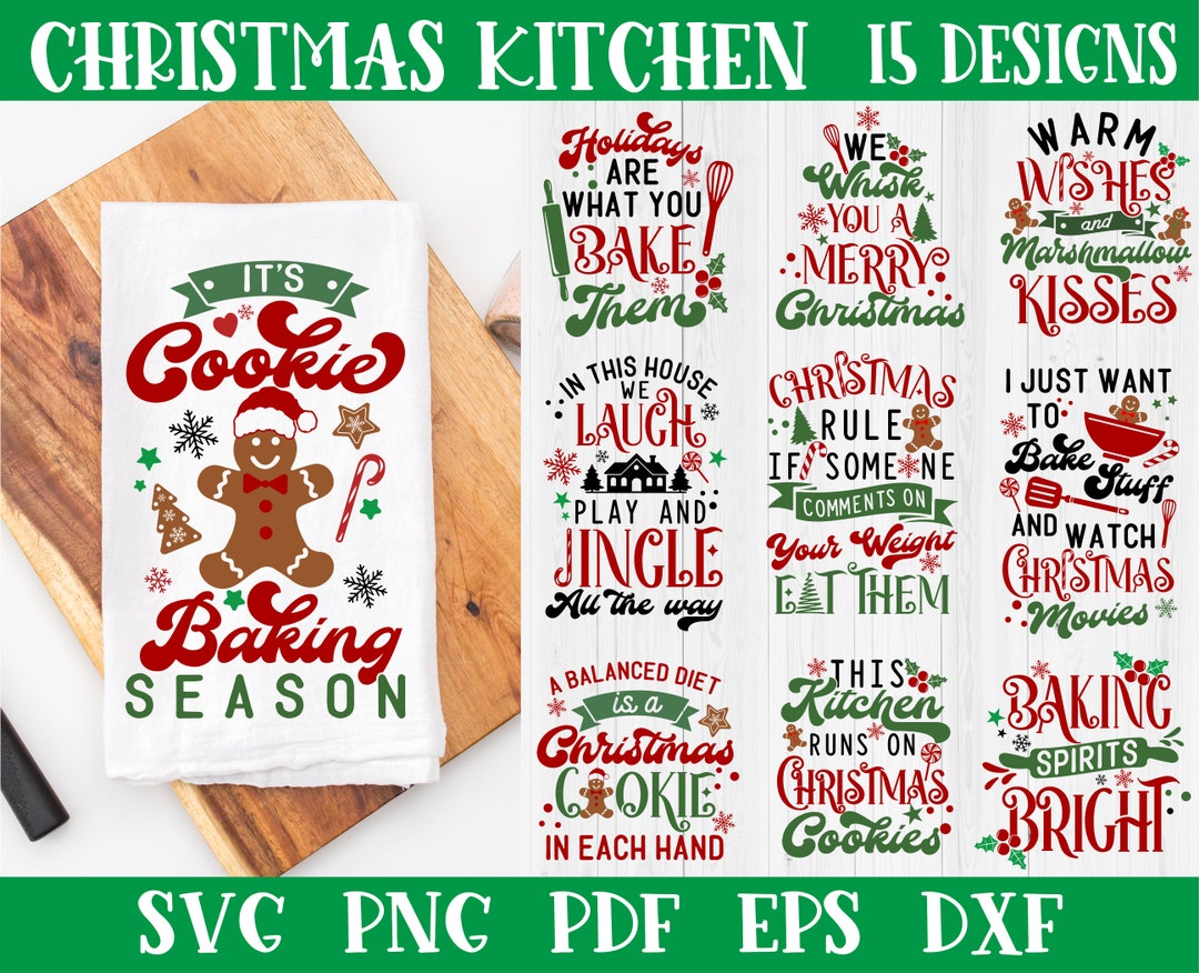 Christmas Kitchen Towels Bundle Svg, Christmas Tea Towel Svg, Christmas ...