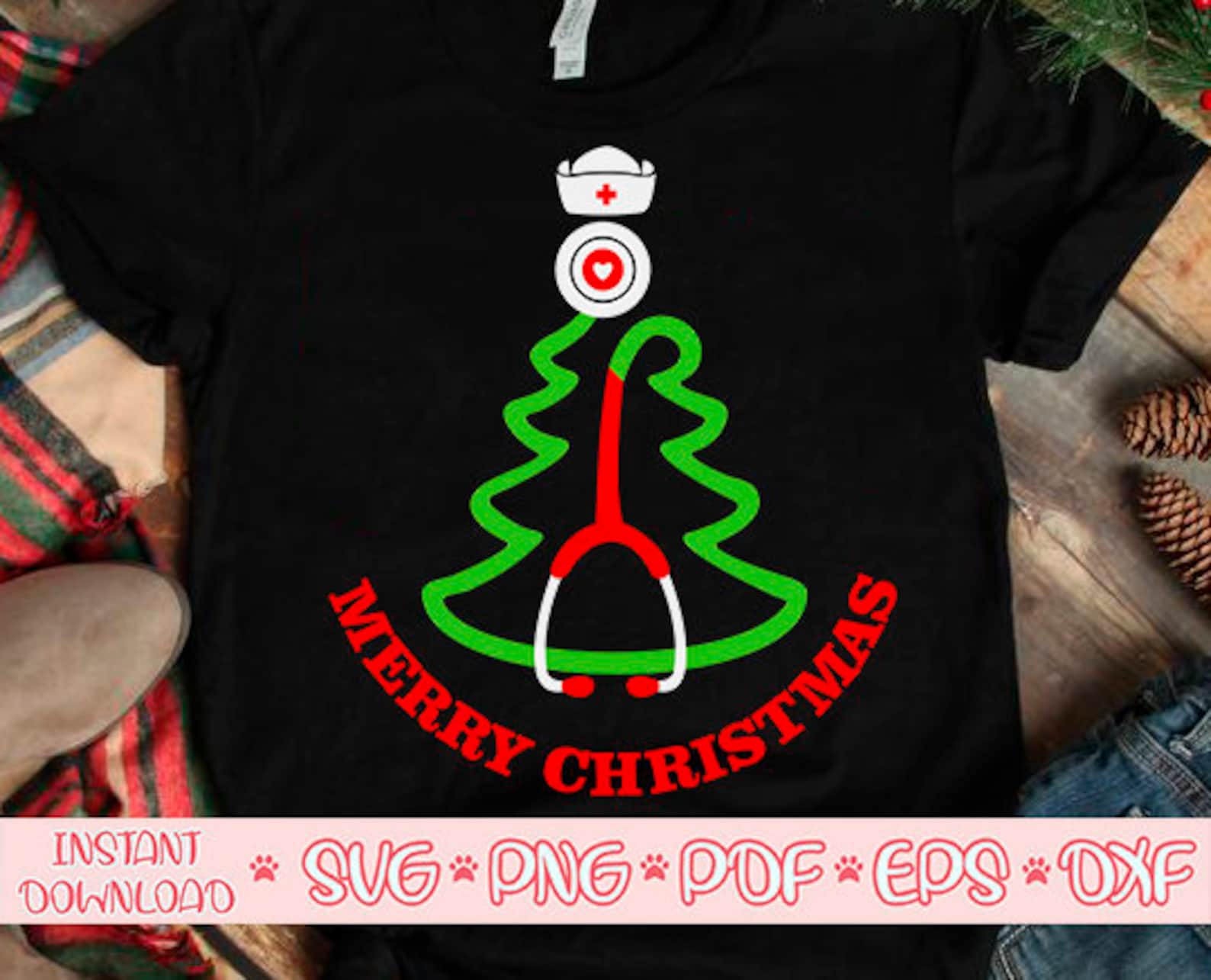 Stethoscope Christmas Tree Svgnurse Christmas Svgmedical - Etsy