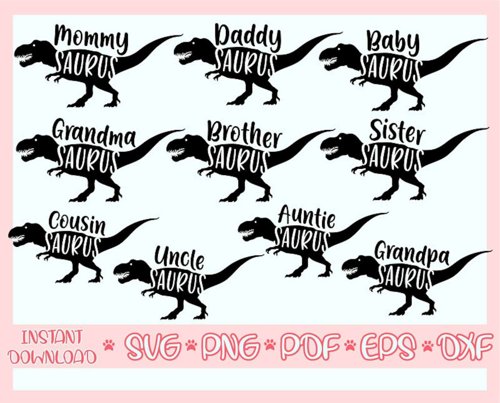 Family Saurus Svgfamily Saurus Svg Bundledinosaur Family | Etsy