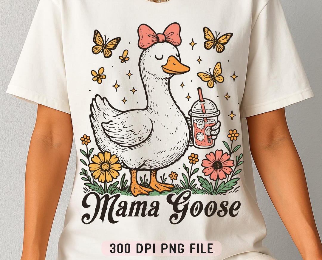 Mama Goose PNG, Sassy Coquette Goose Png, Retro Floral Goose Png ...