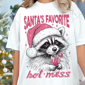 Santa's Favorite Hot Mess PNG, Funny Christmas Raccoon Png, Christmas ...