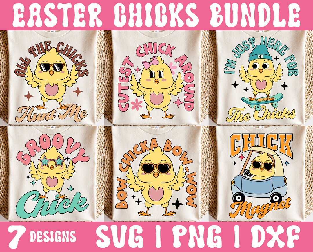 Easter Chicks SVG Bundle, Groovy Easter Chick Svg, Trendy Easter Shirt ...