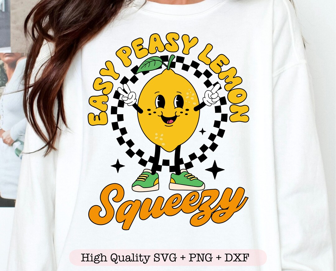 Easy Peasy Lemon Squeezy Svg, Retro Lemon Svg, Retro Character Png ...