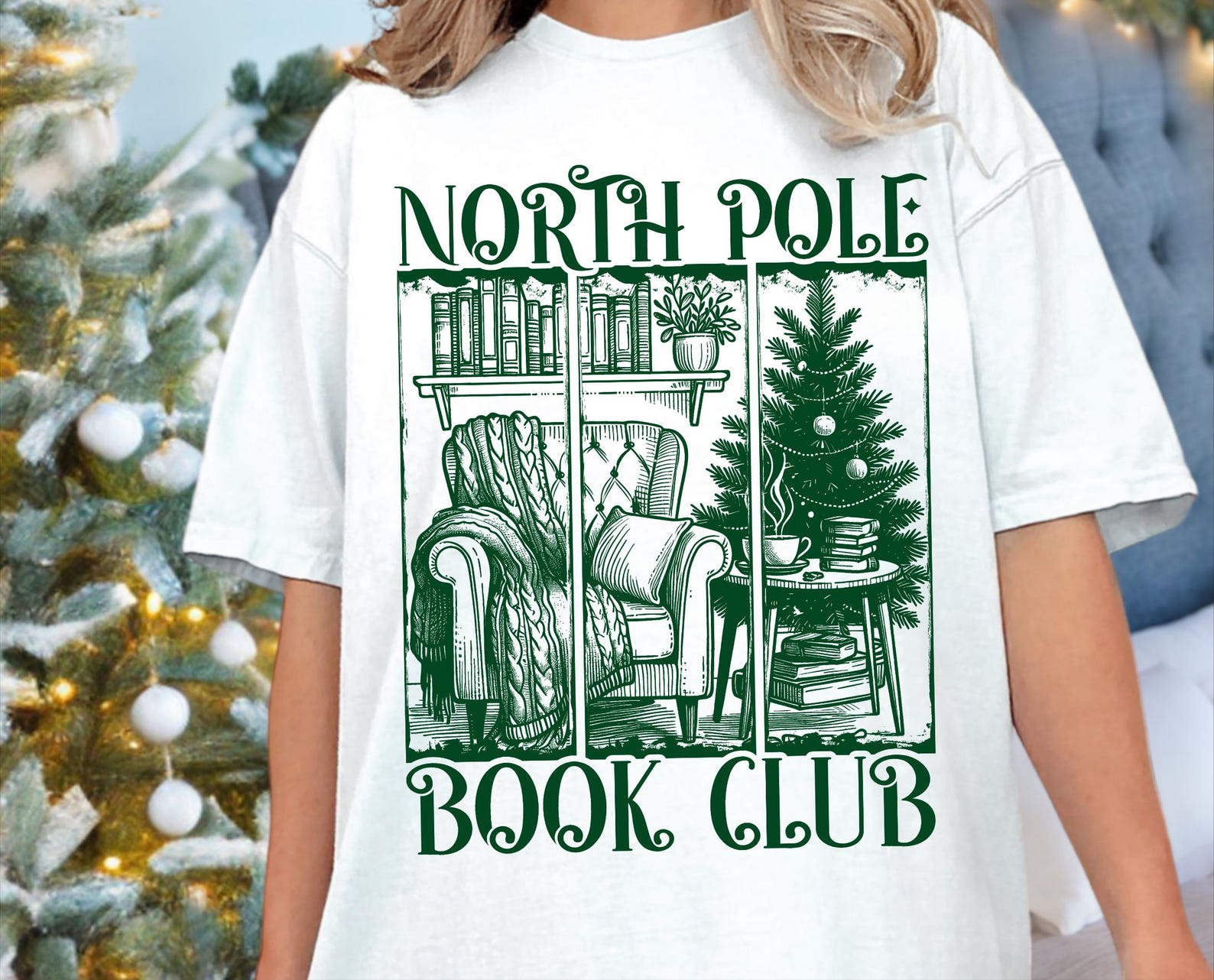 North Pole Book Club PNG, Christmas Book Lover Png, Trendy Holiday Book ...