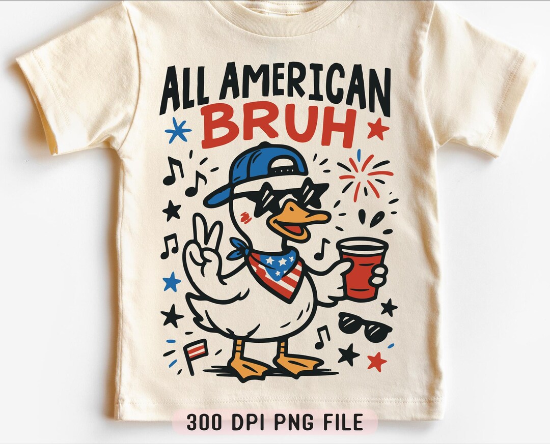 All American Bruh Duck PNG, Funny 4th of July Toddler Duck Png, Red Cup ...