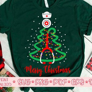 Stethoscope Christmas Tree Svg,merry Christmas Svg,nurse Christmas Svg ...