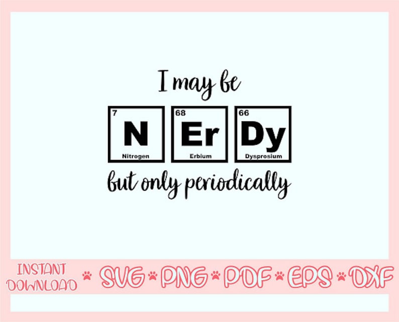 I May Be NERDY but Only Periodically Svg,sarcasm Svg,science Svg ...