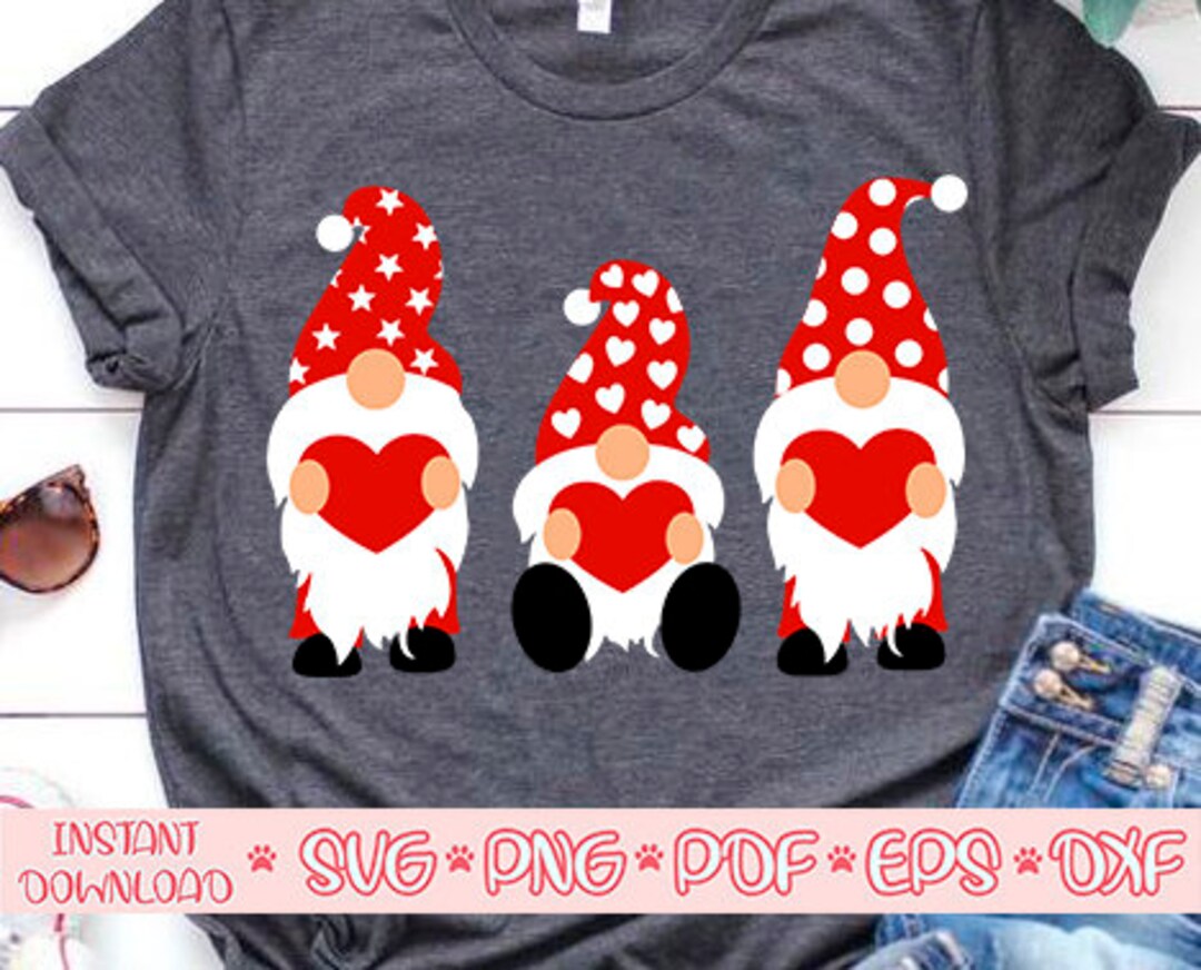 Valentine Gnomes Svg,gnomes With Heart Svg,gnomes Holding Hearts Svg ...
